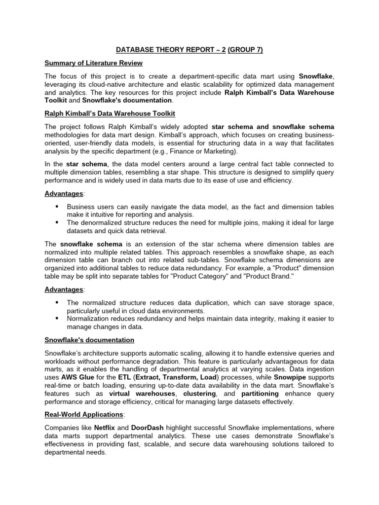 Database Theory Report 2 | PDF | Data Warehouse | Information ...