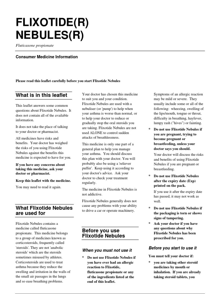 Flixotide Nebules: Asthma Treatment Guide | PDF | Pharmacy | Medical ...