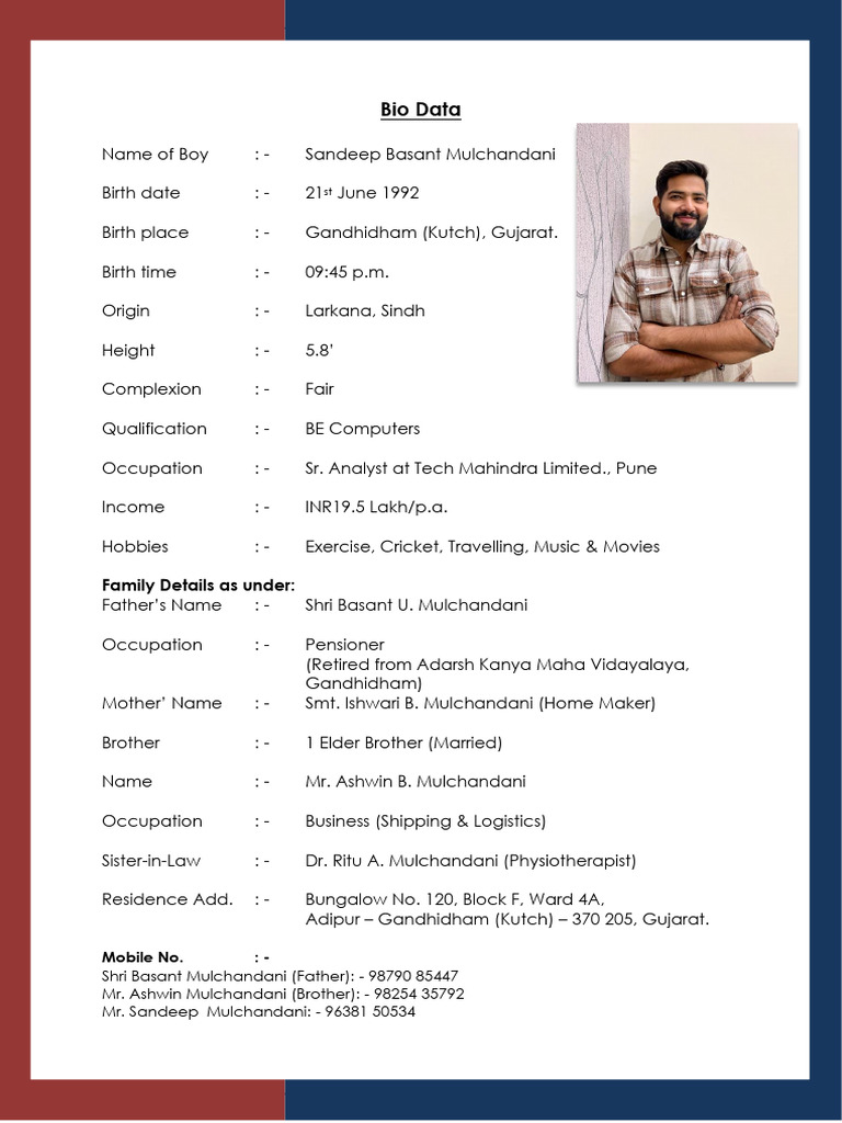 Sandeep's Biodata | PDF