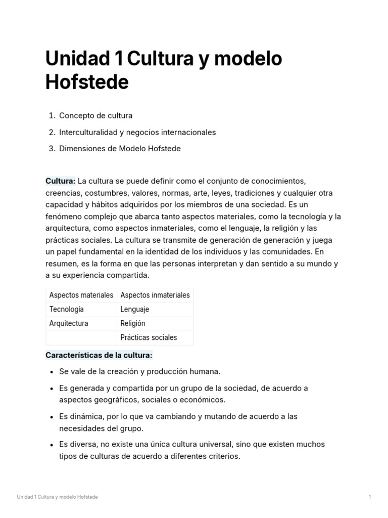 Cultura y Modelo Hofstede | PDF | Sociedad | Unesco