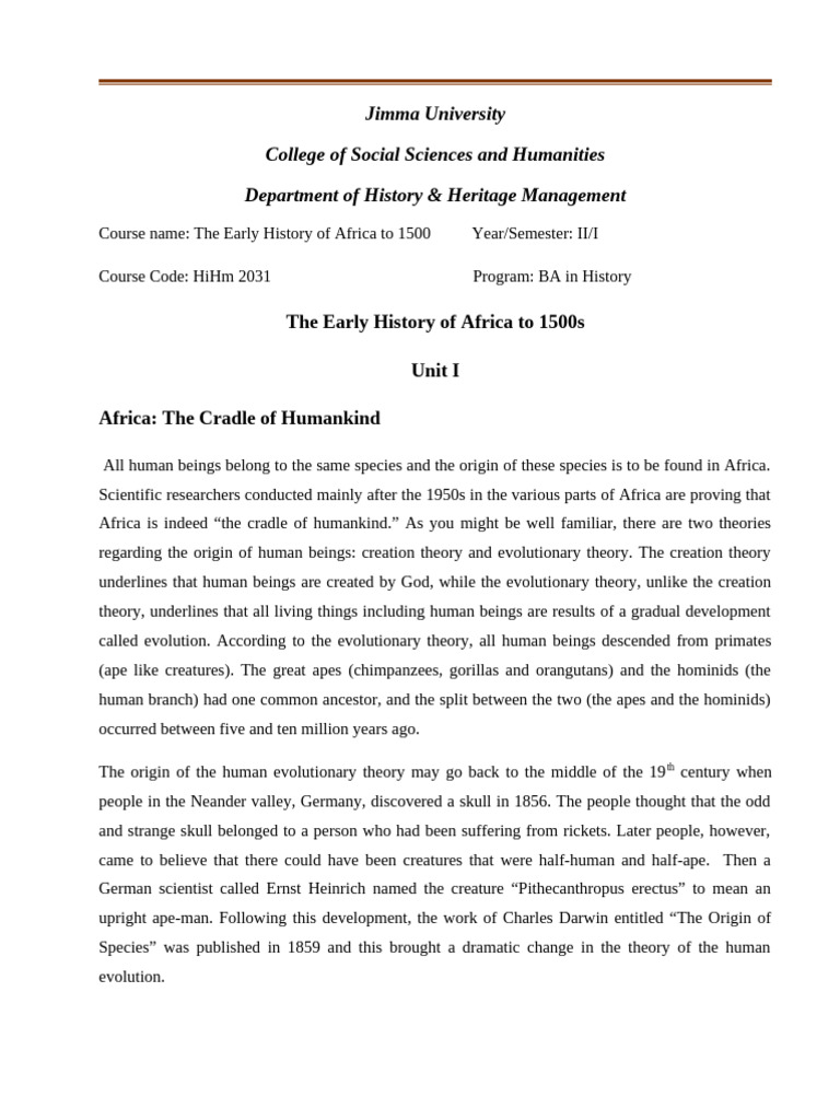 African History To 1500-1 | PDF | Homo | Lucy (Australopithecus)