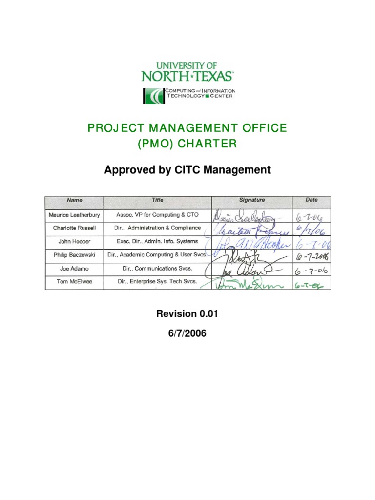 PMO Charter CITC Final | Project Management | Business Process