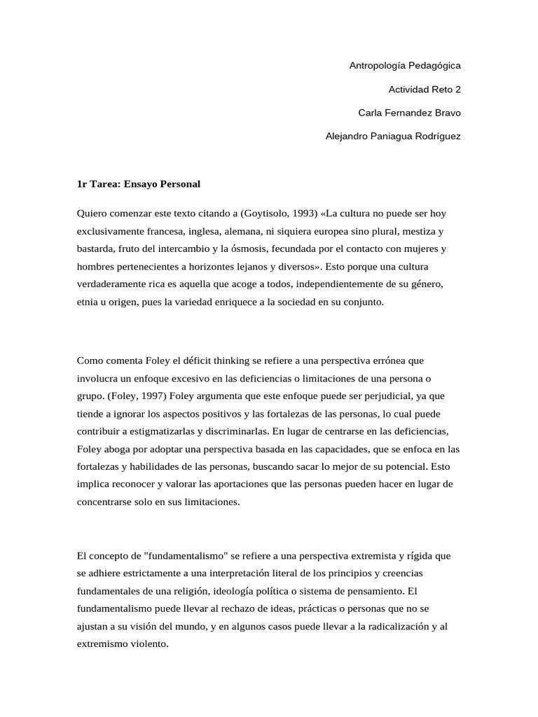 Fernandez Bravo Carla Reto2 | PDF | Racismo | Discriminación y relaciones raciales