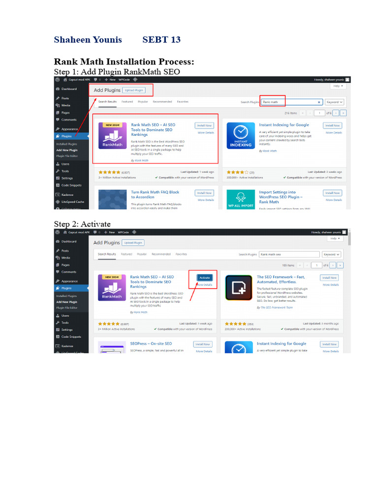 Rank Math Installation Process | PDF