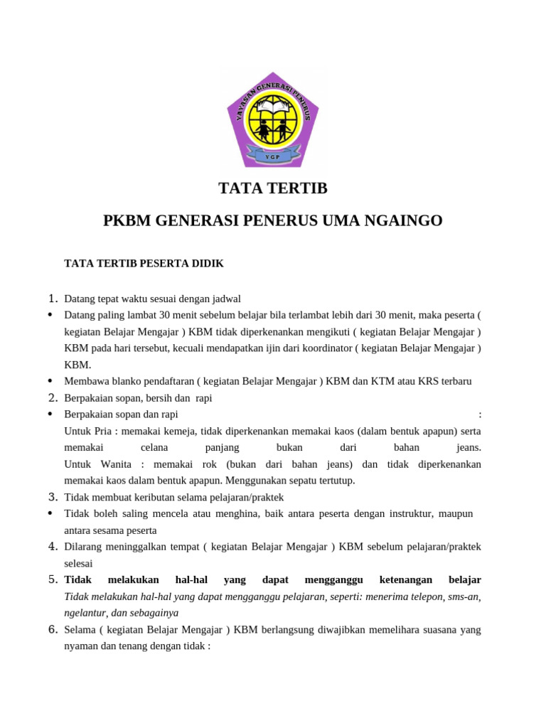 Tata Tertib Pkbm | PDF