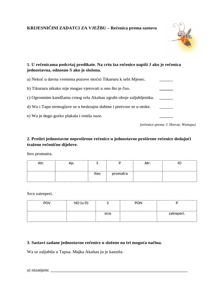 KRIJESNI INI ZADATCI ZA VJE BU Re Enica Prema Sastavu | PDF