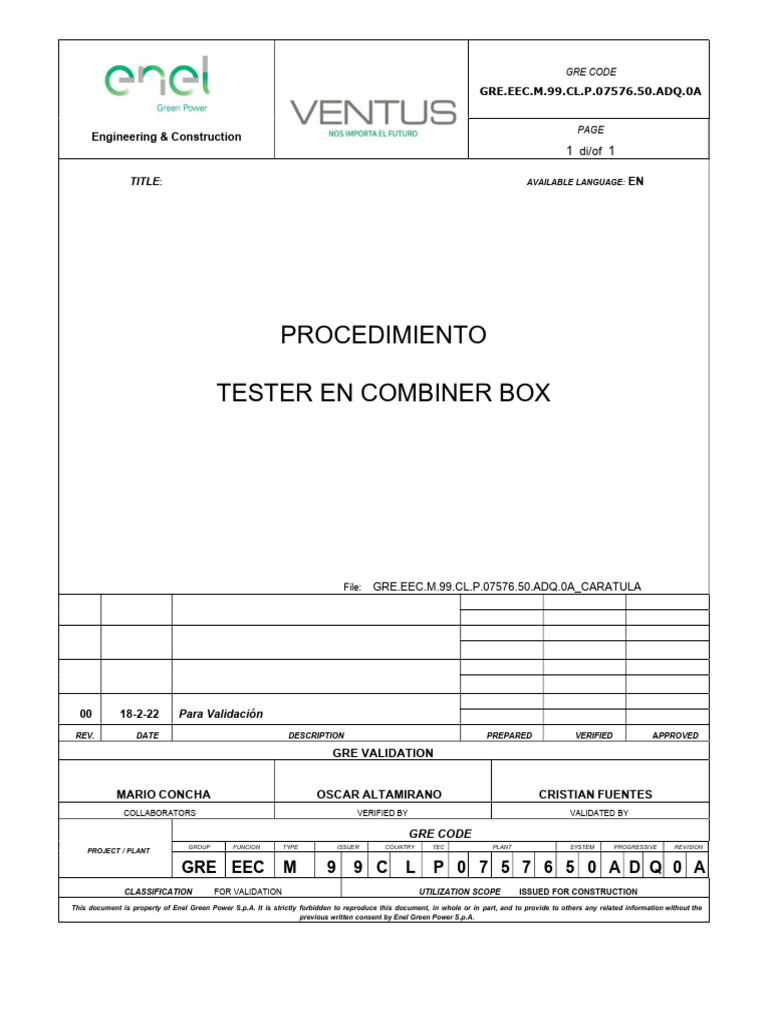 GRE.EEC.M.99.CL.P.07576.50.ADQ.0A Procedimiento Tester en combiner box ...