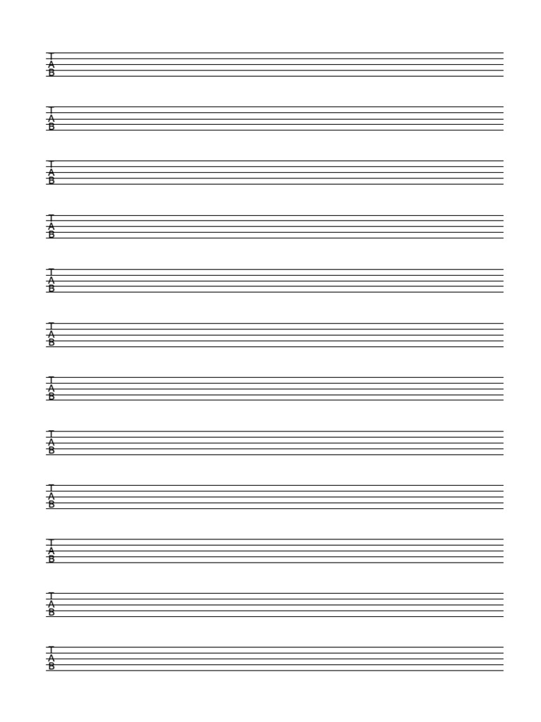 5 String Bass Tab Paper | PDF