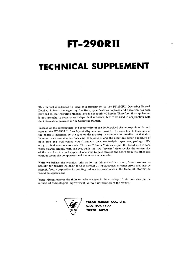 FT-290RII Technical Supplement | PDF