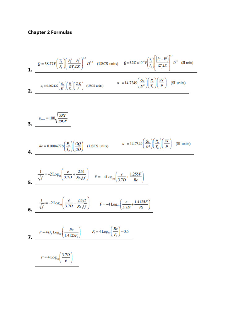 Gas Engineering Formulas | PDF