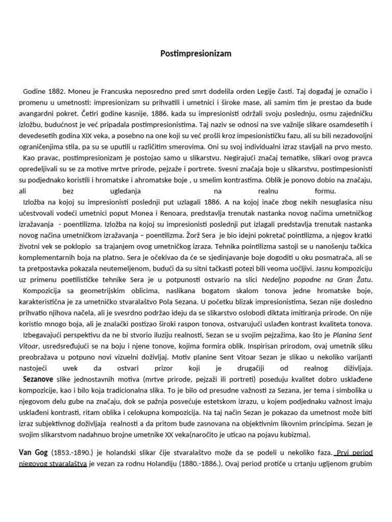 Postimpresionizam | PDF