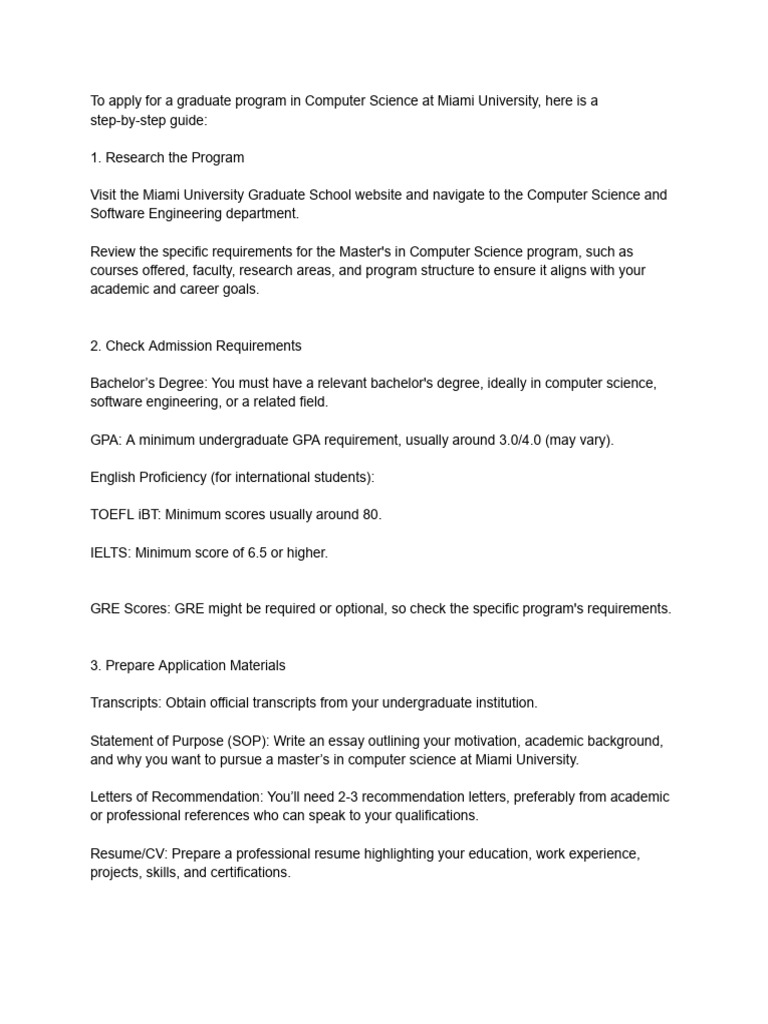 Miami Uni. Grad. Deg. Application | PDF | University And College ...