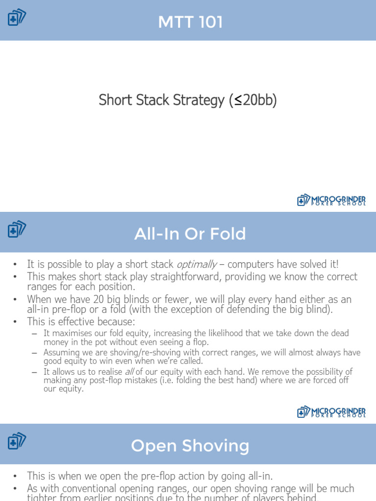 15. Short Stack Strategy (under20bb) | PDF | Gaming