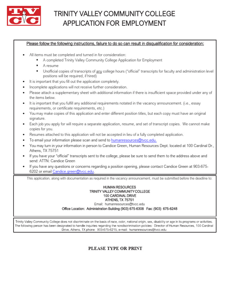 NEW TVCC-Employment-Application - Rev 1.2023 | PDF | Criminal Record