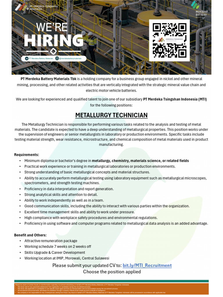 Metallurgy Technician MTI-1 | PDF | Metallurgy | Recruitment
