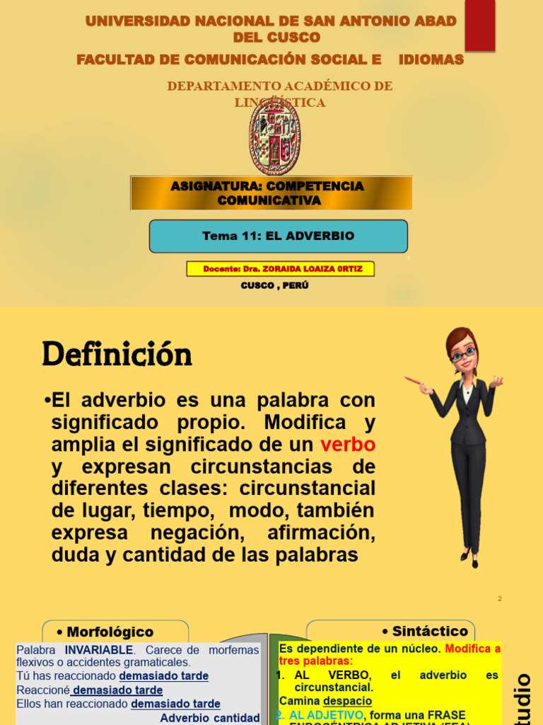 Definición y Significado del Adverbio | PDF | Adverbio | Palabra