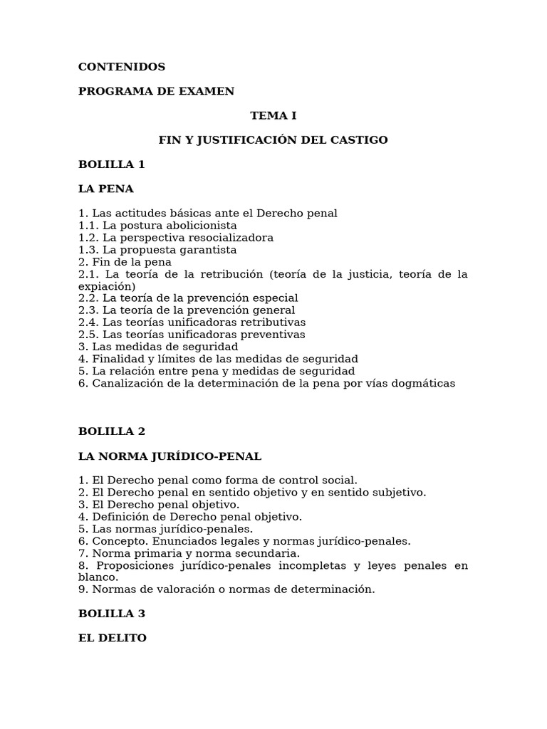 Programa de examen (1) | PDF | Derecho penal | Castigos