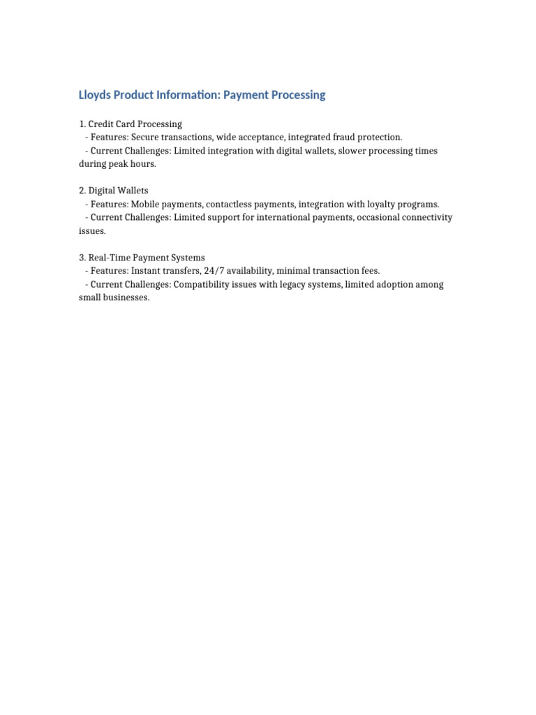 Lloyds Product Information | PDF