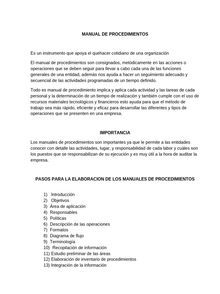 manual de procedimientos 2 | PDF