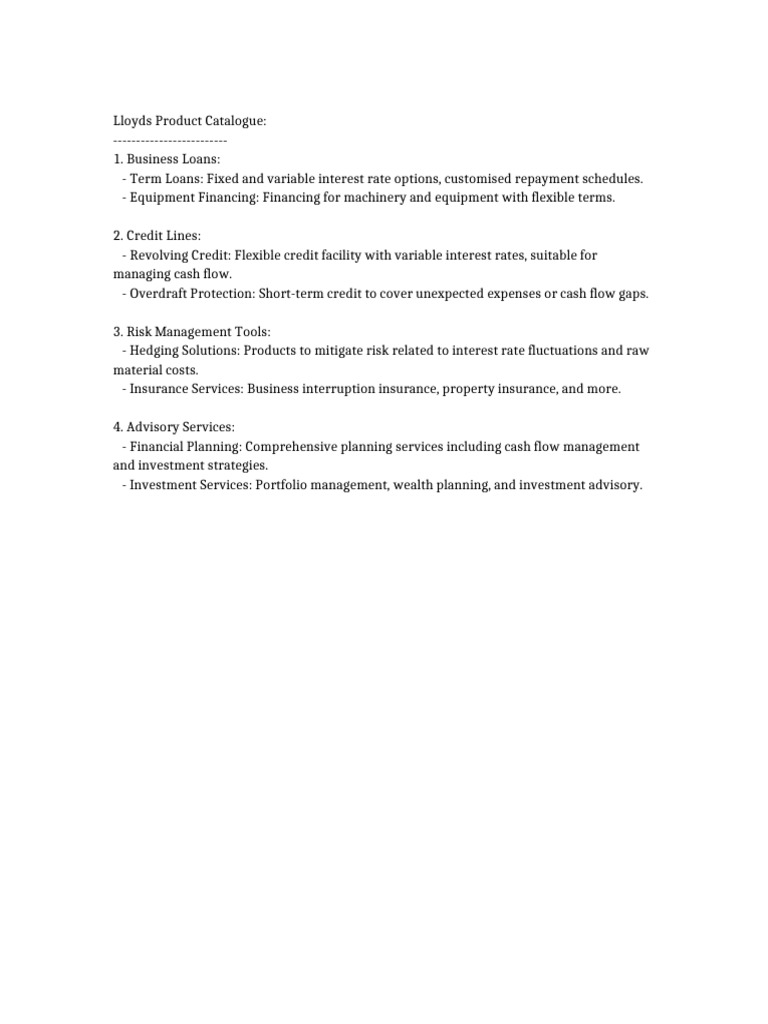 Lloyds Product Catalogue | PDF