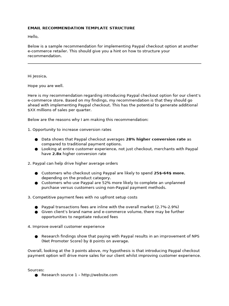 Sample Recommendation Email Template | PDF