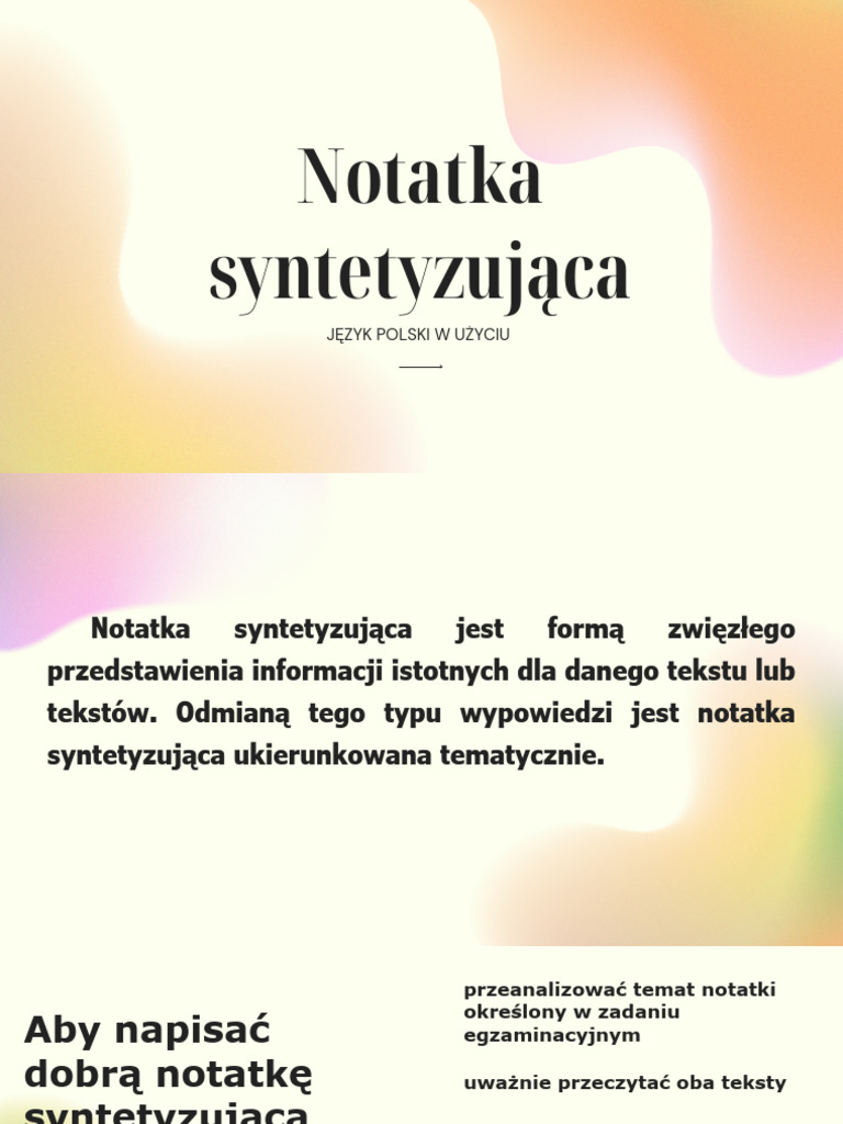 Notatka syntetyzująca - prezentacja | PDF