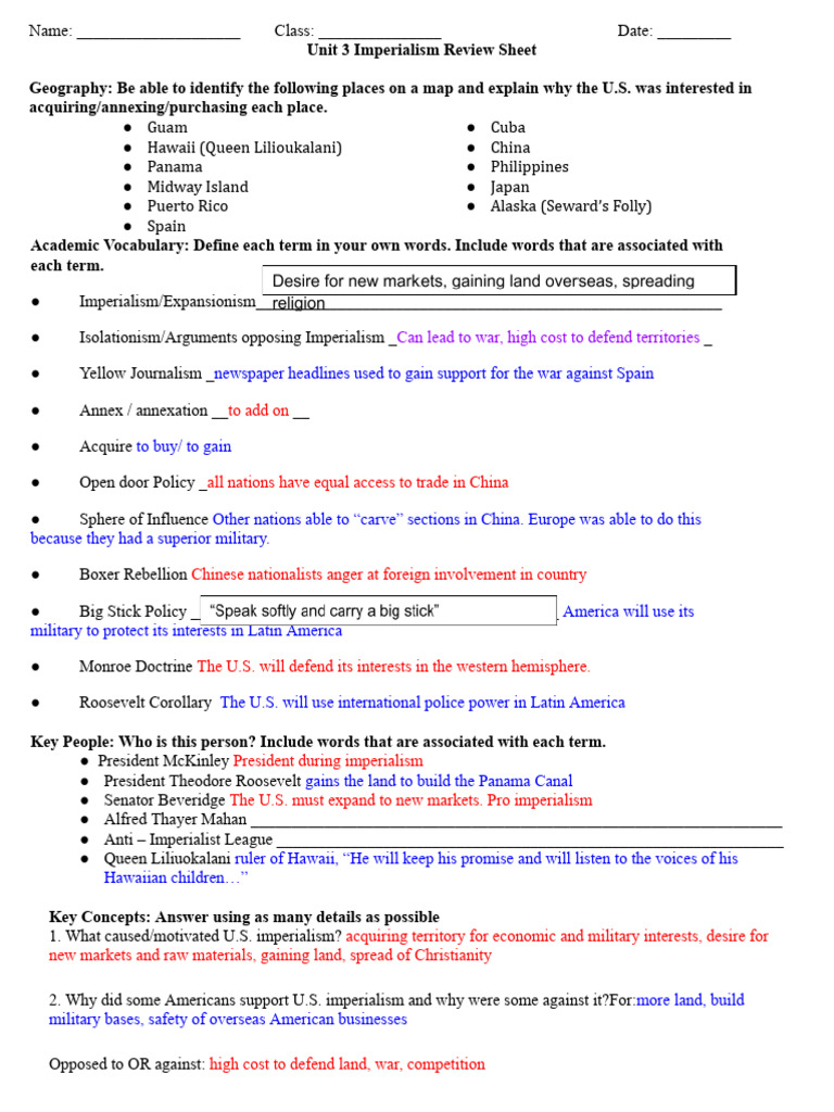 U.S. Imperialism Review Guide | PDF | Imperialism | The United States