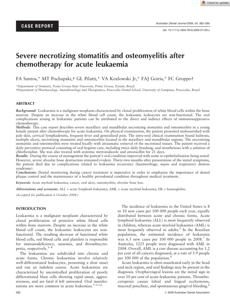 Australian Dental Journal - 2009 - Santos - Severe Necrotizing ...