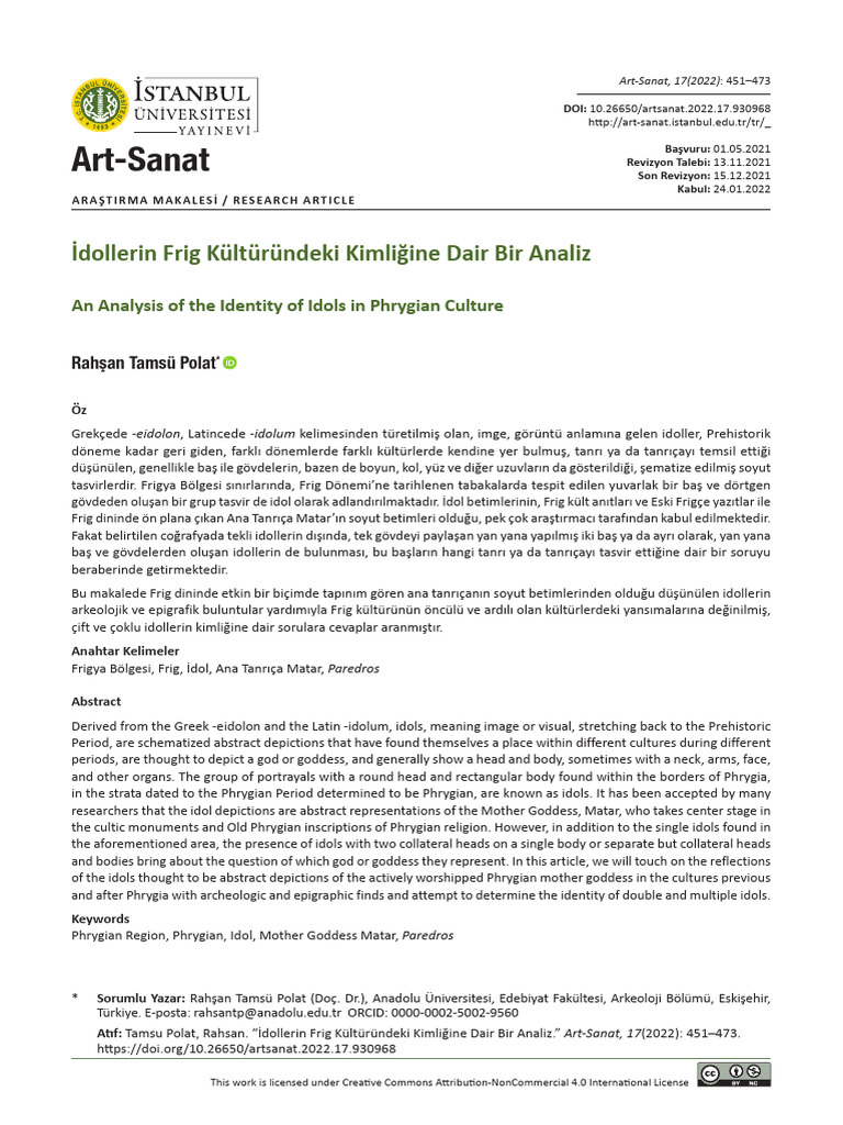 Phrygian Idols: Identity Analysis | PDF | Idolatry