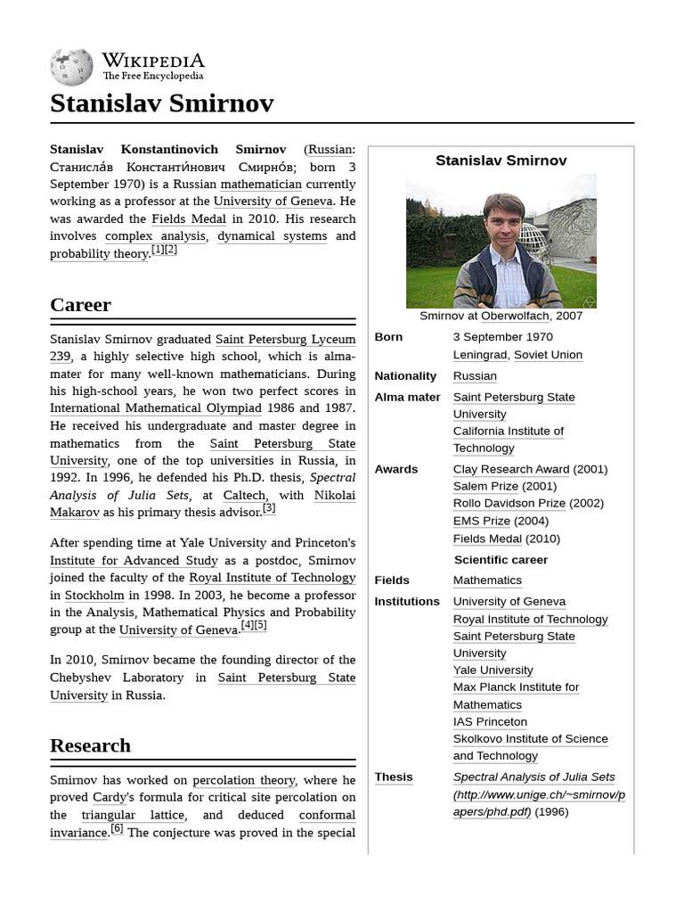 Stanislav_Smirnov | PDF | Mathematics
