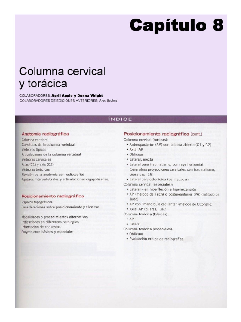Capitulo 8 Columna Cervical y Toracica | PDF