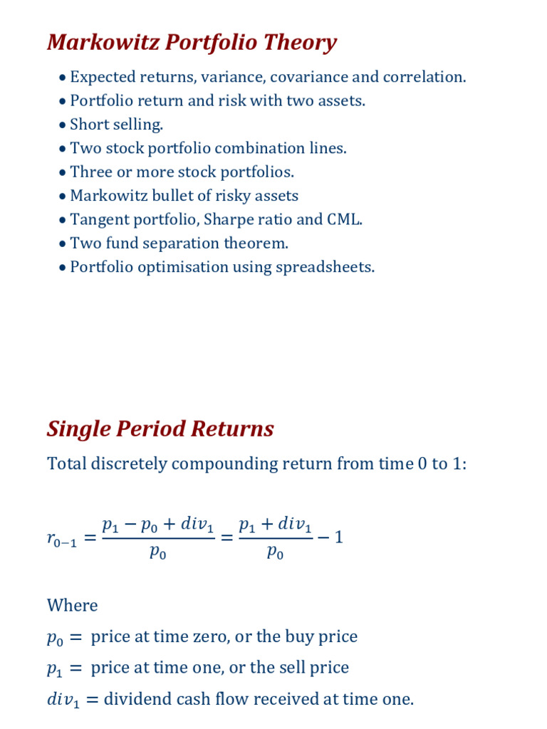 6 Markowitz Portfolio Theory | PDF | Modern Portfolio Theory ...