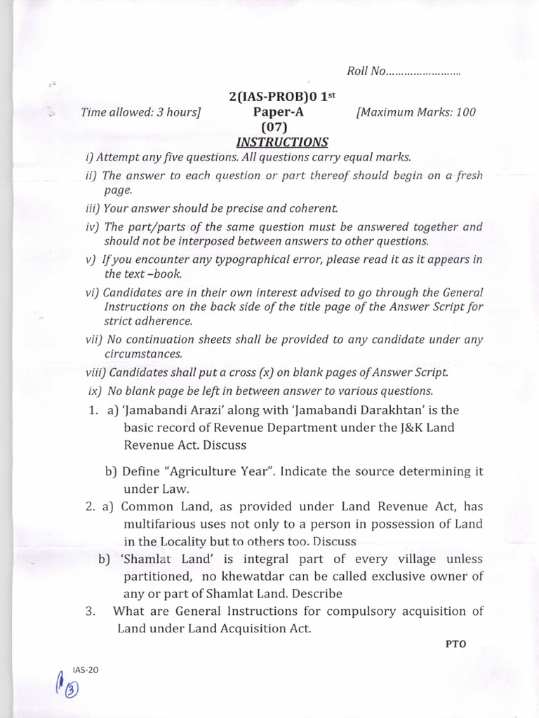 Ias Prob 2020 | PDF