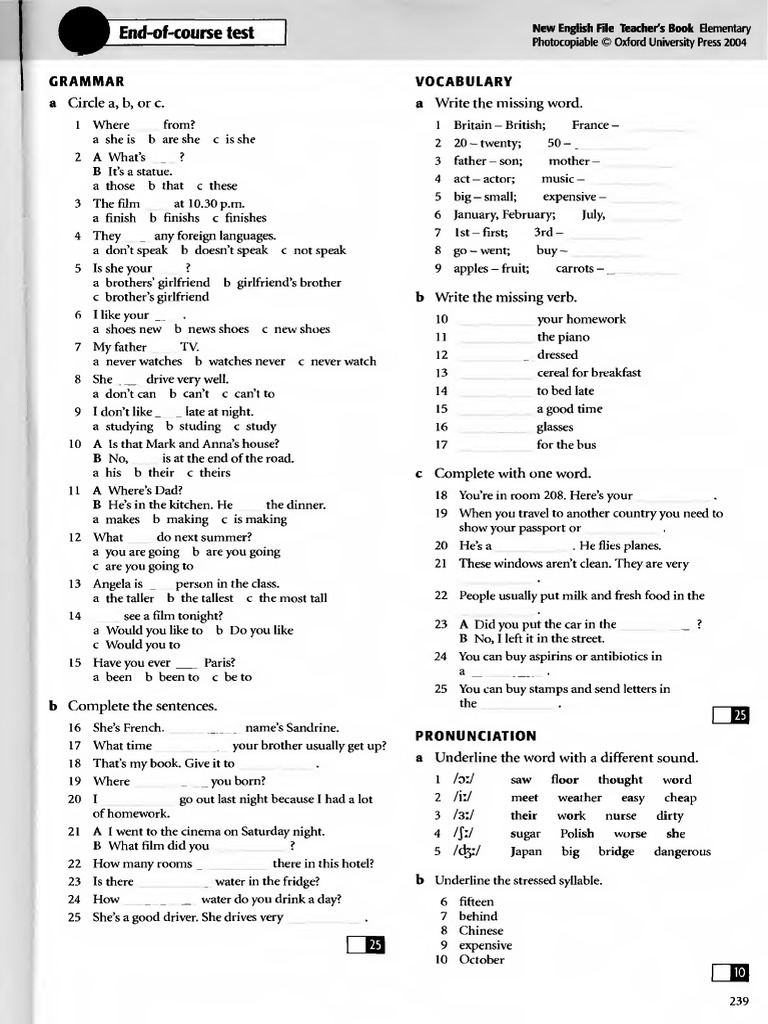 End-Of-Course Test Elementary | PDF