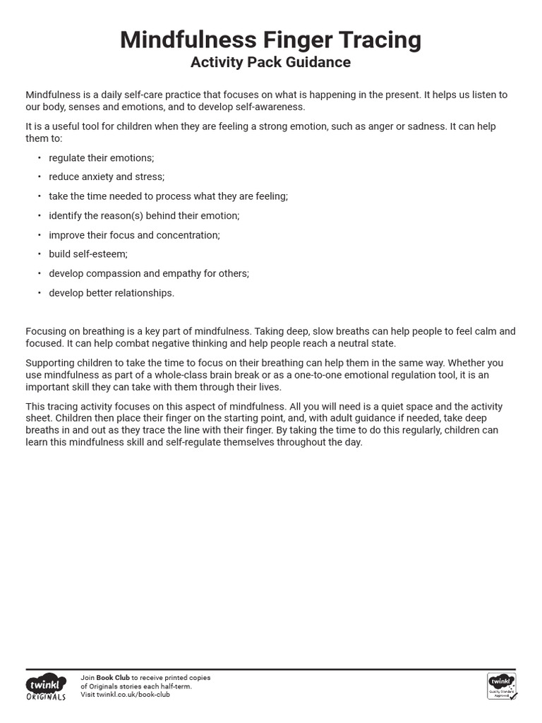 Mindfulness Finger Tracing - Activity Pack Guidance | PDF