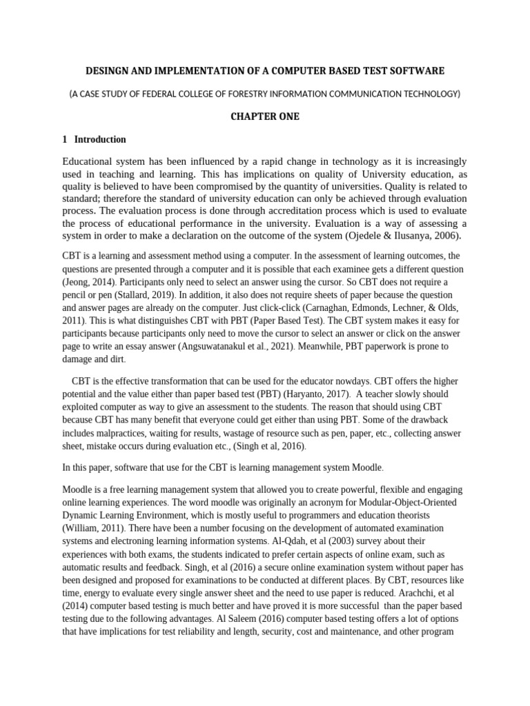 DESINGN AND IMPLEMENTATION OF A COMPUTER BASED TEST SOFTWARE | PDF ...