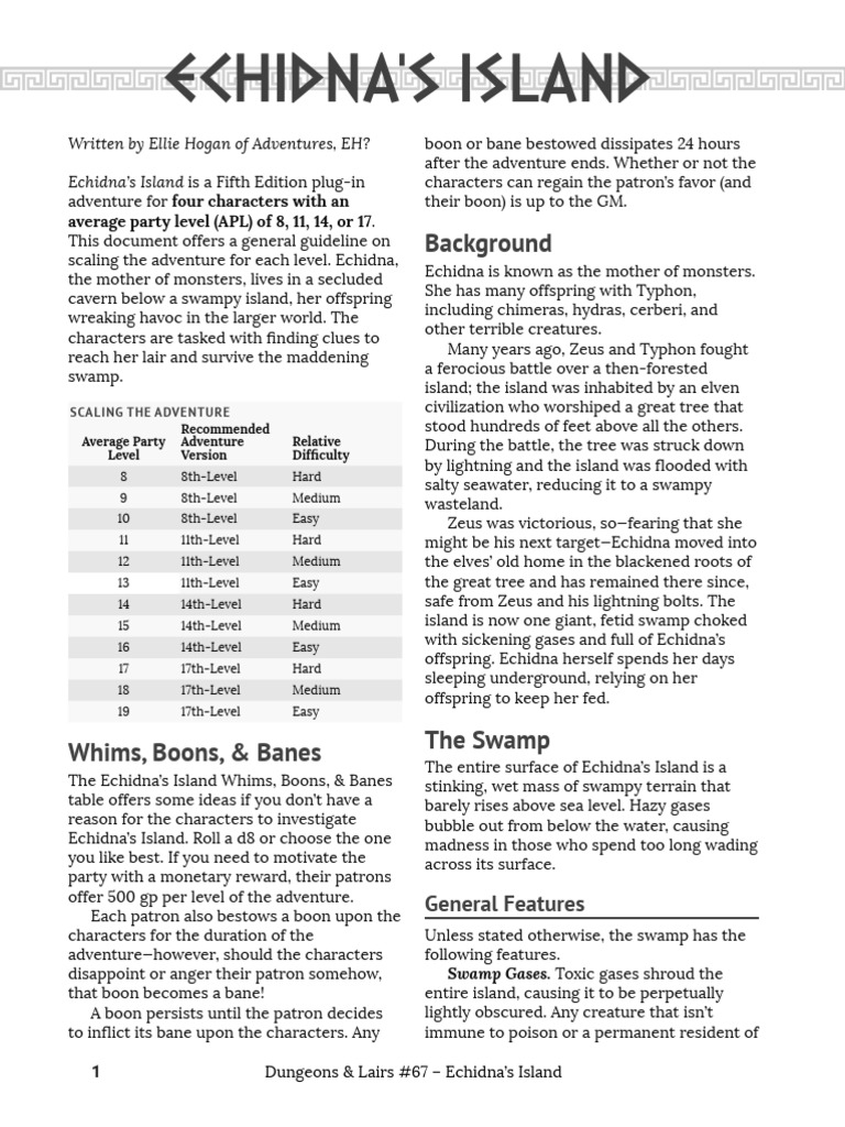 Echidna's Island Adventure Guide | PDF