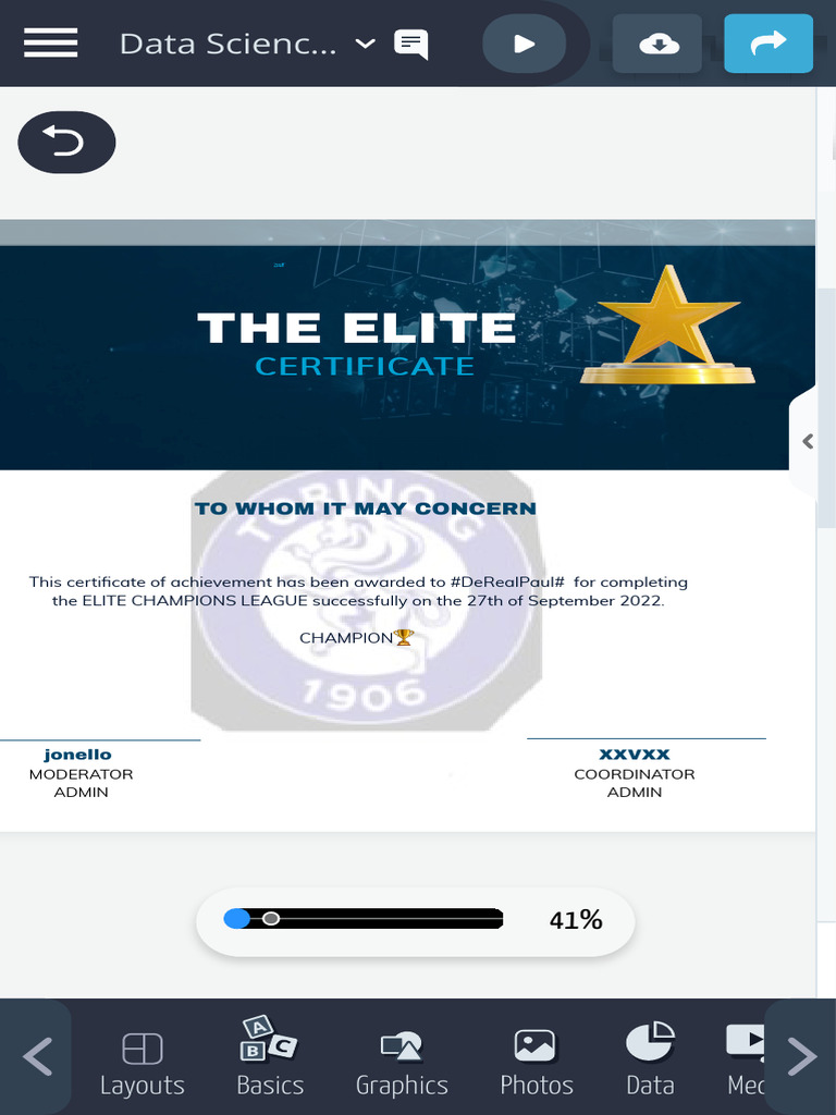 Data Science Bootcamp Certificate - Created With VisMe | PDF