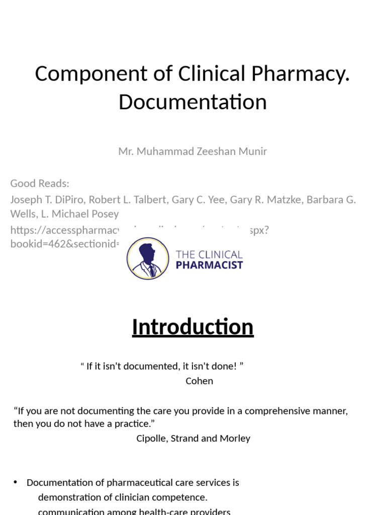 Importance of Pharmaceutical Care Documentation | PDF | Pharmacy ...
