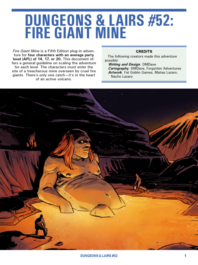 DMDave - Dungeons & Lairs 52 - Fire Giant Mine - Full Version | PDF ...