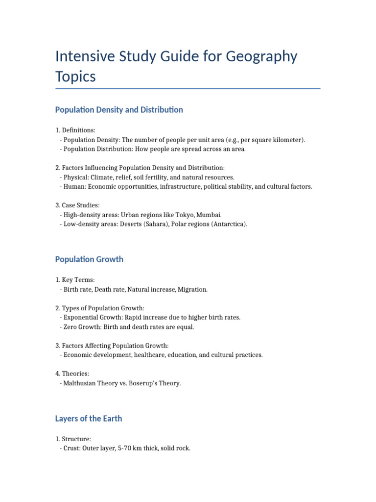 Geography Study Guide | PDF | Plate Tectonics | Earth Sciences