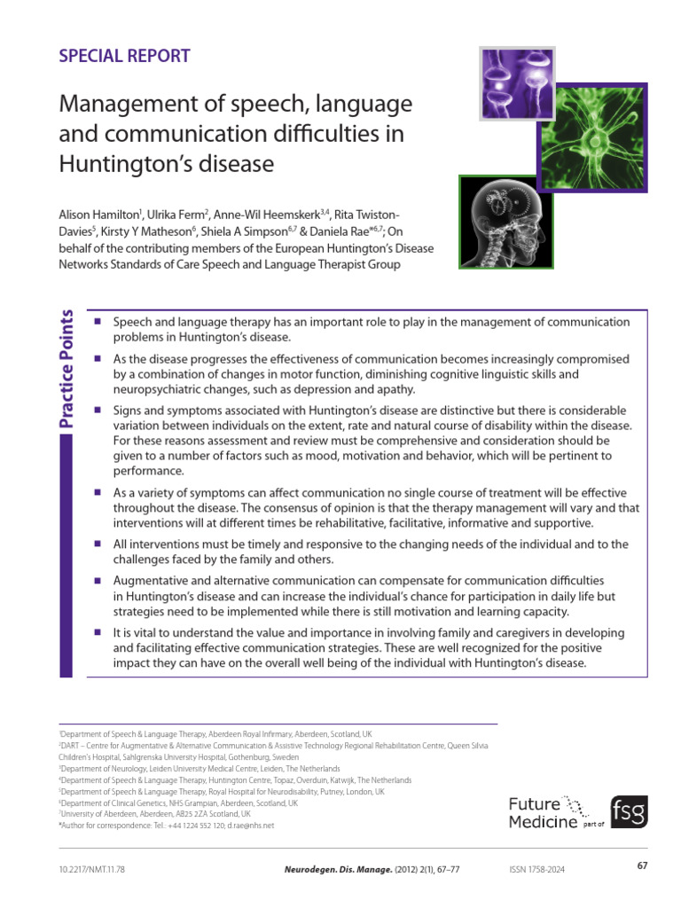 Management_of_speech,_language | PDF | Medicine | Diseases And Disorders