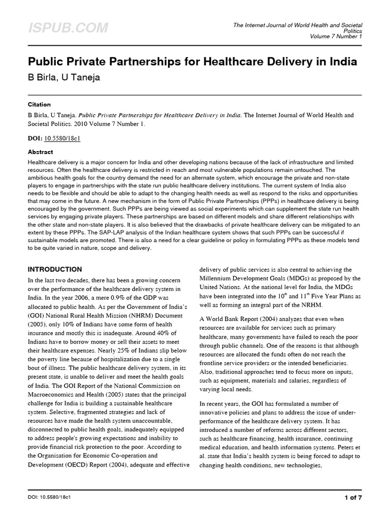 Public Private Partnerships For Healthca | PDF | Public–Private ...