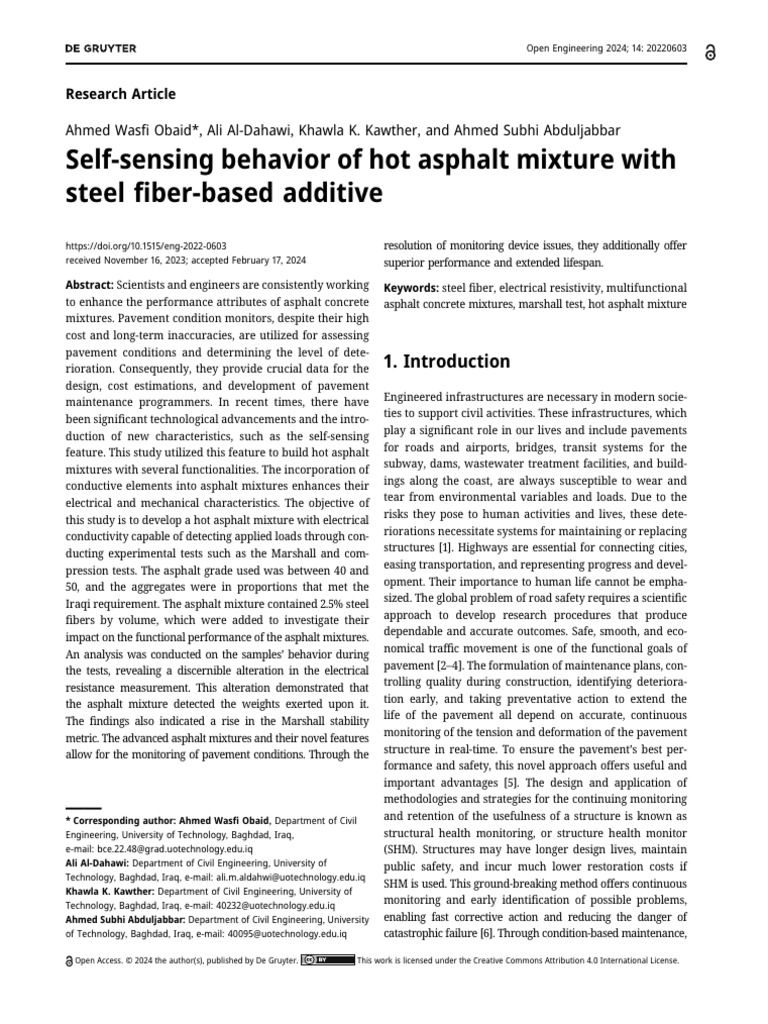 Self-sensing behavior of hot asphalt mixture with steel fiber-based ...