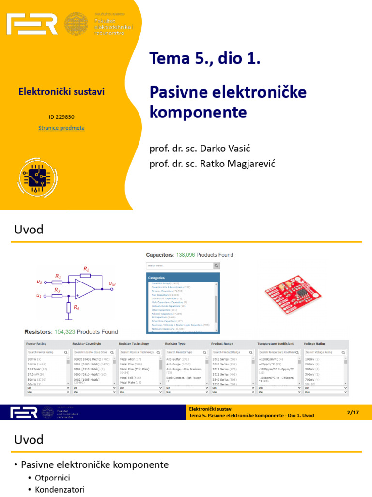 ES 2021 Tema 5 Dio 1 Pasivne - Komponente Uvod | PDF