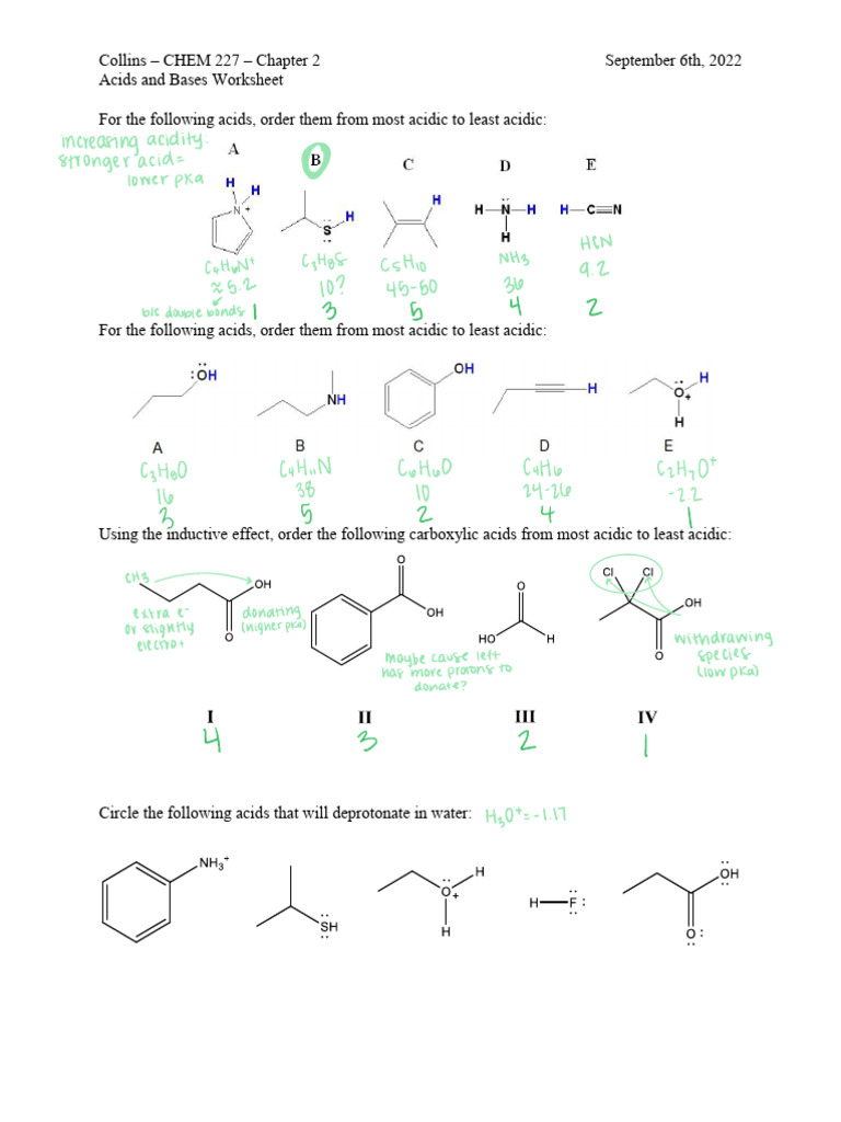 Chapter 2 Worksheet | PDF | Acid | Acid Dissociation Constant