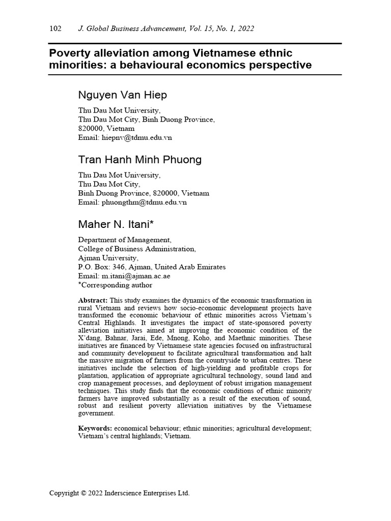 Hiep Et Al 2022 Poverty Alleviation Among Vietnamese Ethnic Minorities ...