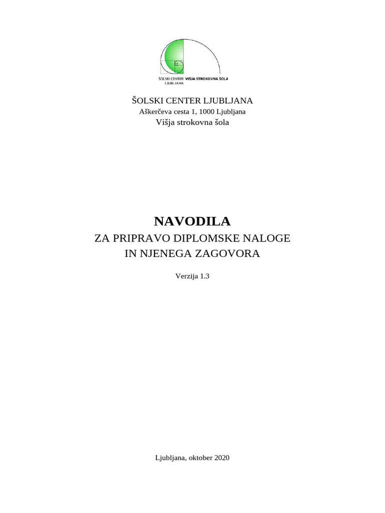Navodila Za Pripravo Diplomske Naloge 1.3 | PDF