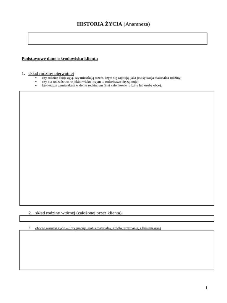 ANAMNEZA Wzór | PDF