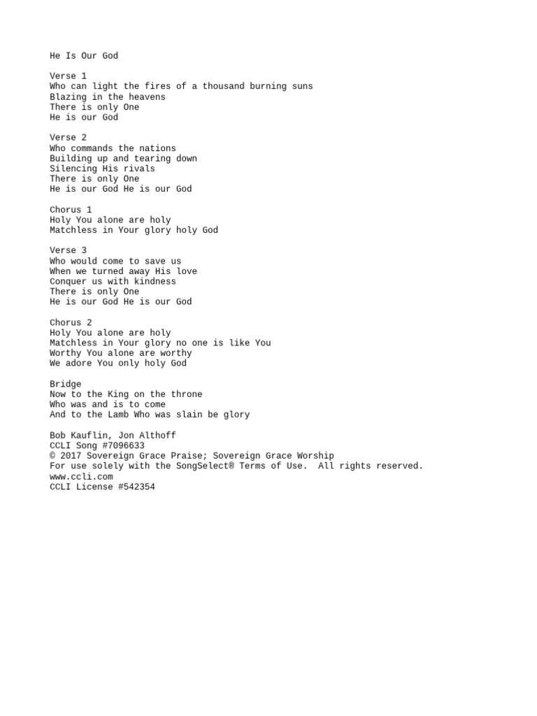 He Is Our God-Lyrics | PDF
